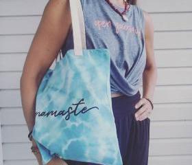 Tote Bags, Tie Dyed, Lined With Cotton, Namaste And Elephant Design. 2 ...