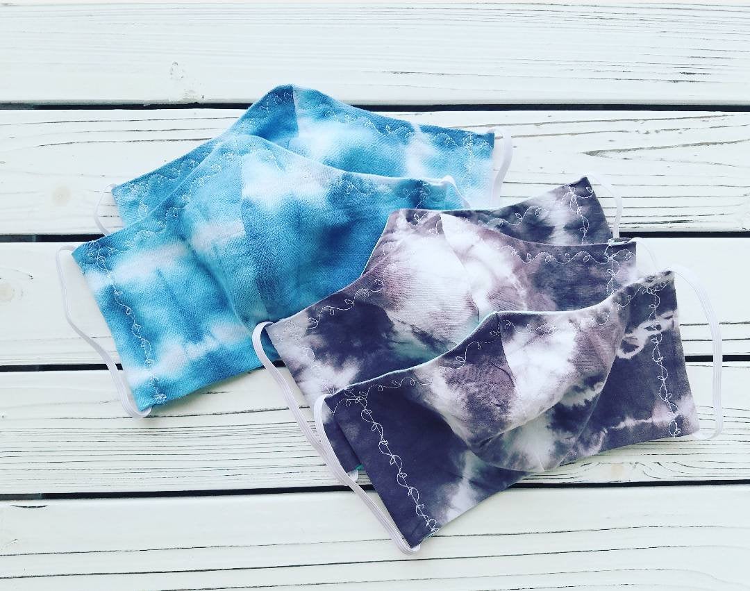 Tie Dye Face Masks, Blue And Black Option. on Luulla