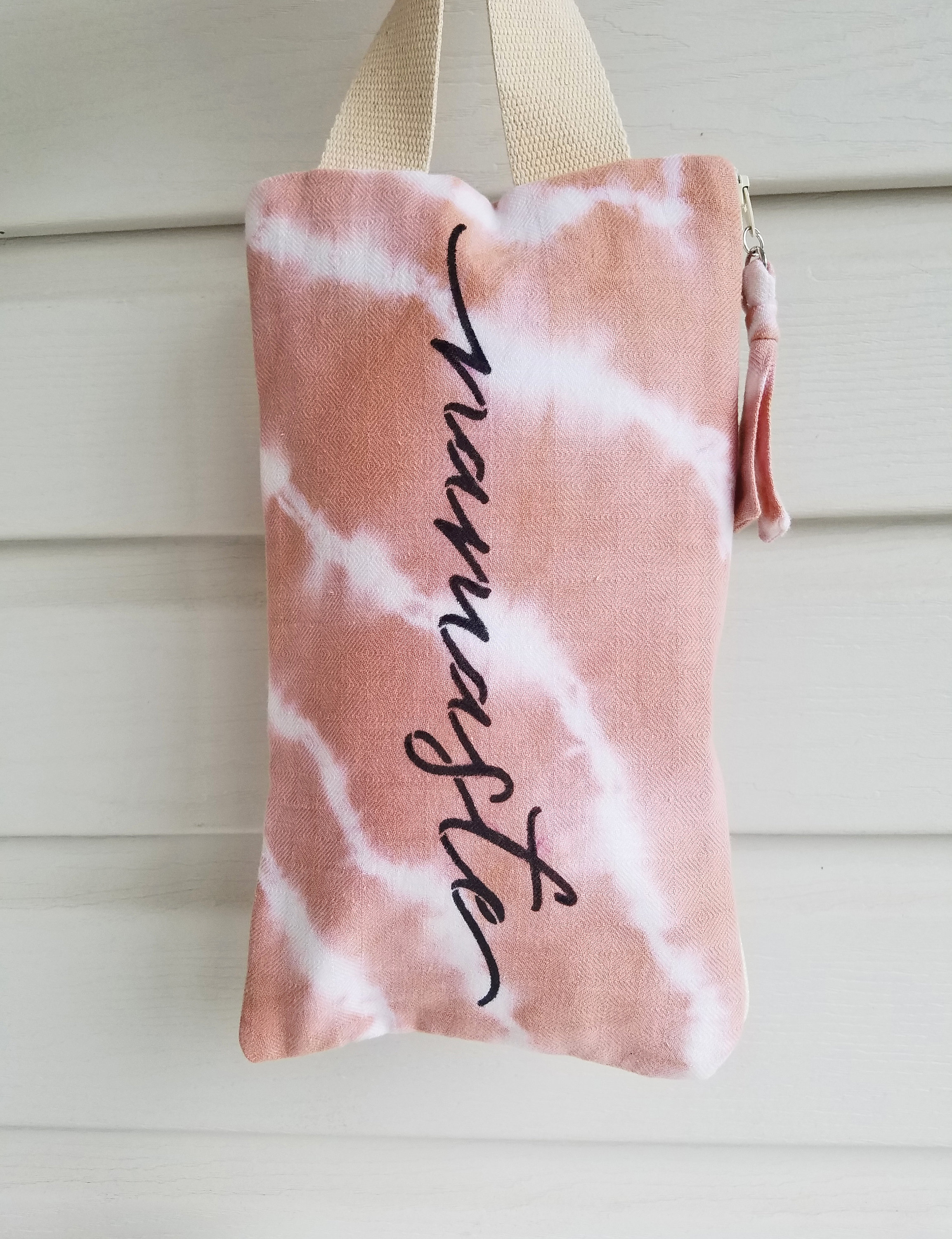 Wristlet, Namaste Boho Blush Tan Tie Dye Wristlet, Clutch, Purse. on Luulla