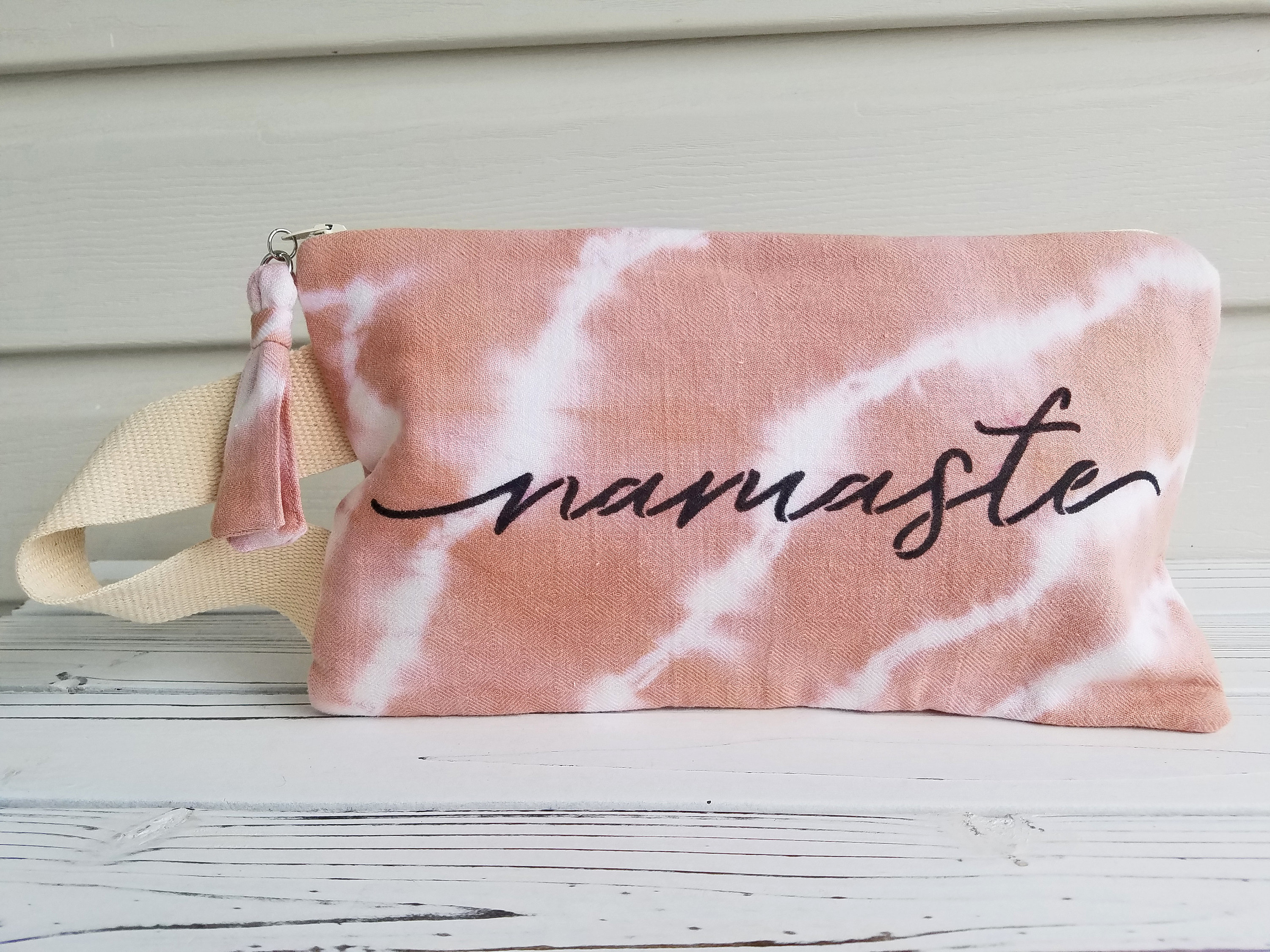 Wristlet, Namaste Boho Blush Tan Tie Dye Wristlet, Clutch, Purse. on Luulla