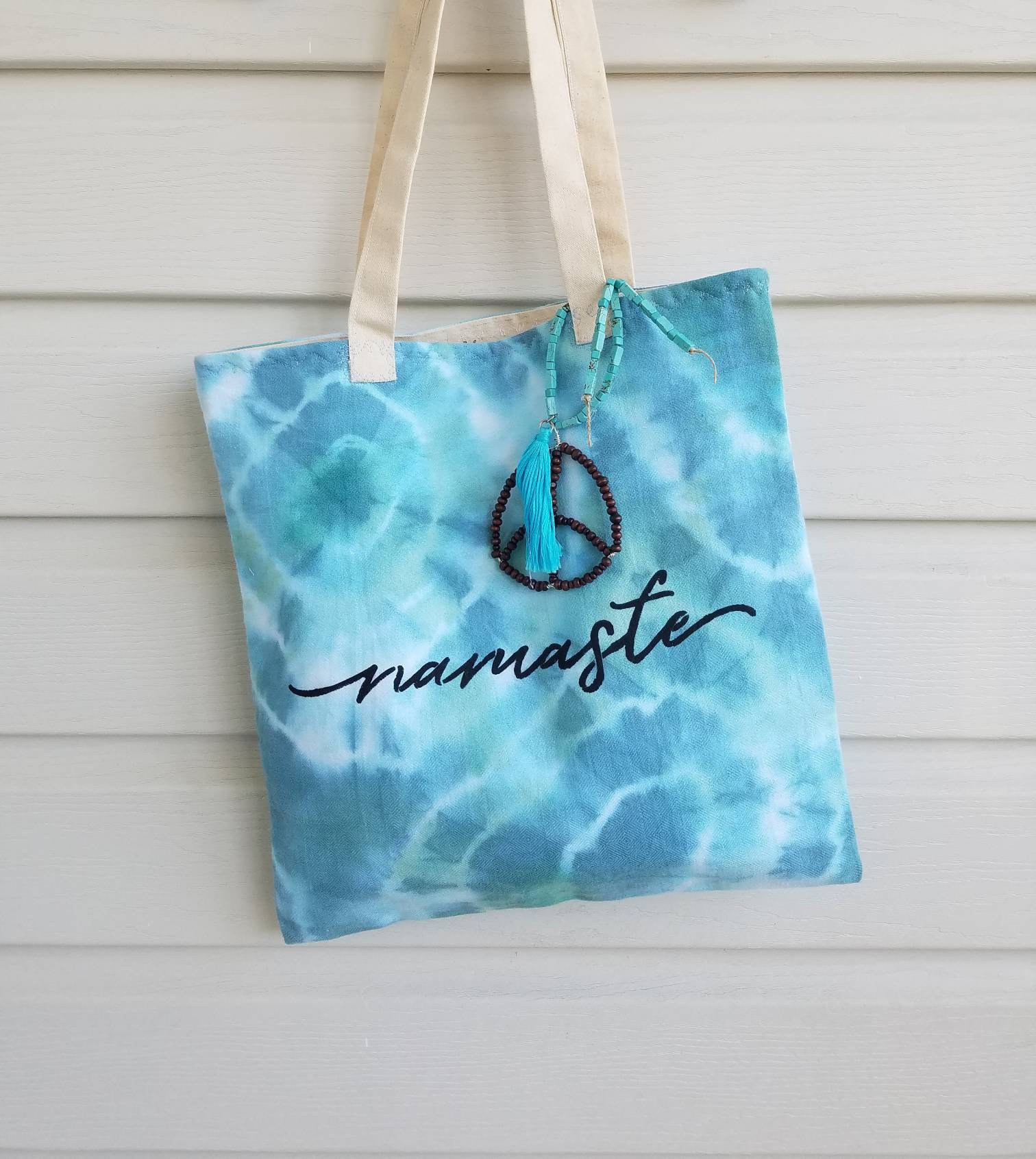 Tote Bags, Tie Dyed, Lined With Cotton, Namaste And Elephant Design. 2 ...